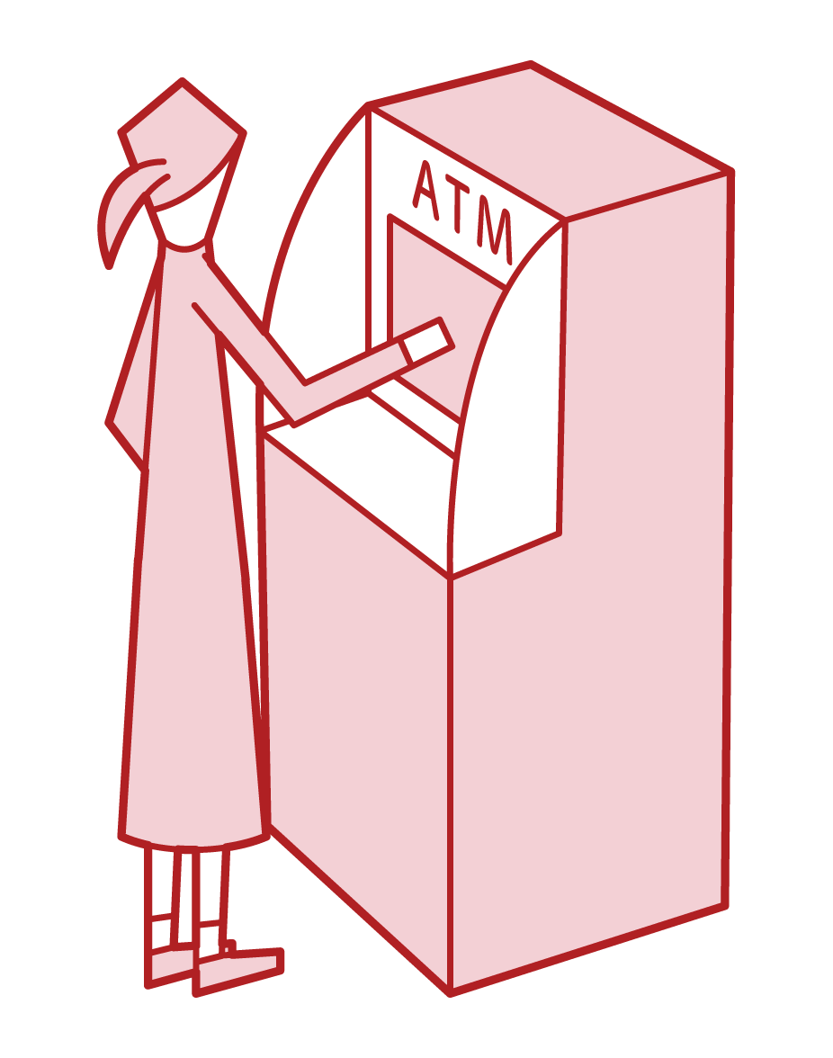 Illustration of a woman who uses ATMs – KuKuKeKe