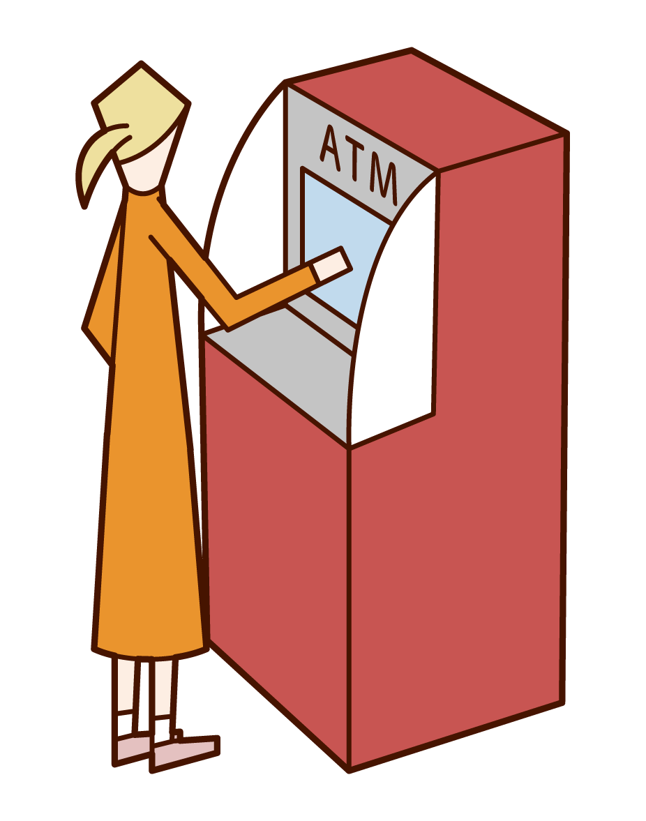 Illustration of a woman who uses ATMs – KuKuKeKe