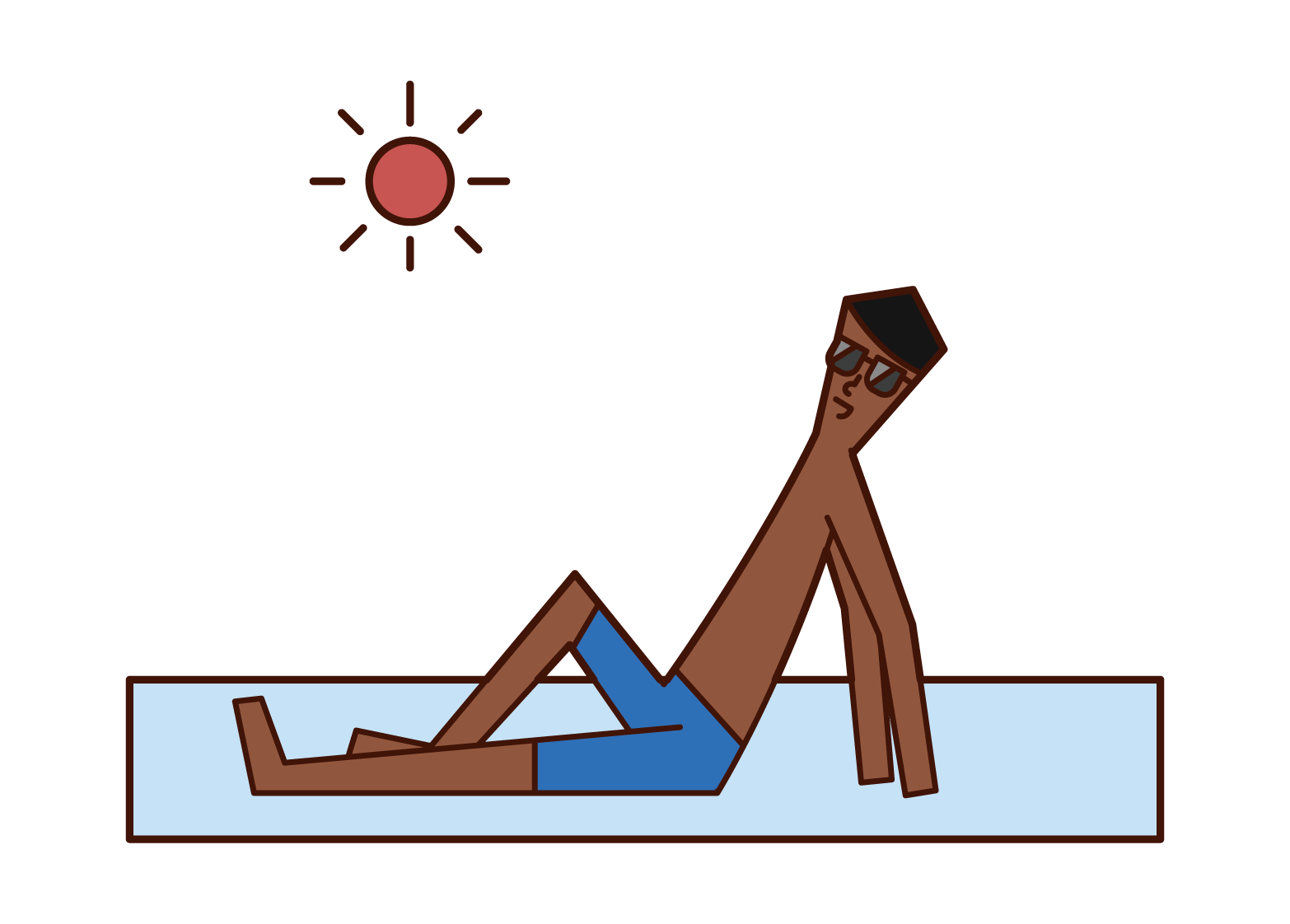 Illustration of a man sunbathing on the beach – KuKuKeKe