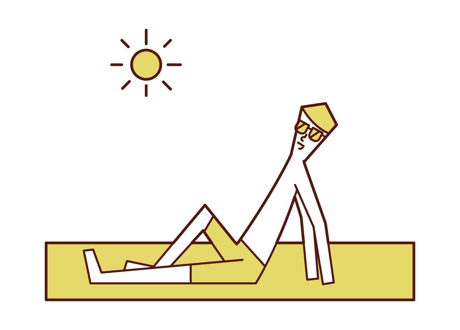 Illustration of a man sunbathing on the beach – KuKuKeKe