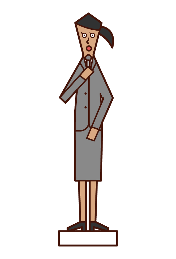 演説をする人（女性）のイラスト – フリーイラスト素材集 KuKuKeKe