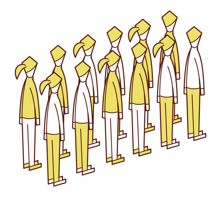 二列に並ぶ人のイラスト – フリーイラスト素材集 KuKuKeKe
