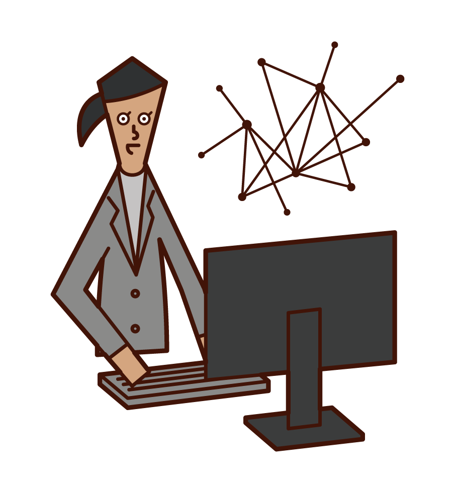 Illustration of network engineer and system engineer (woman) | フリーイラスト ...
