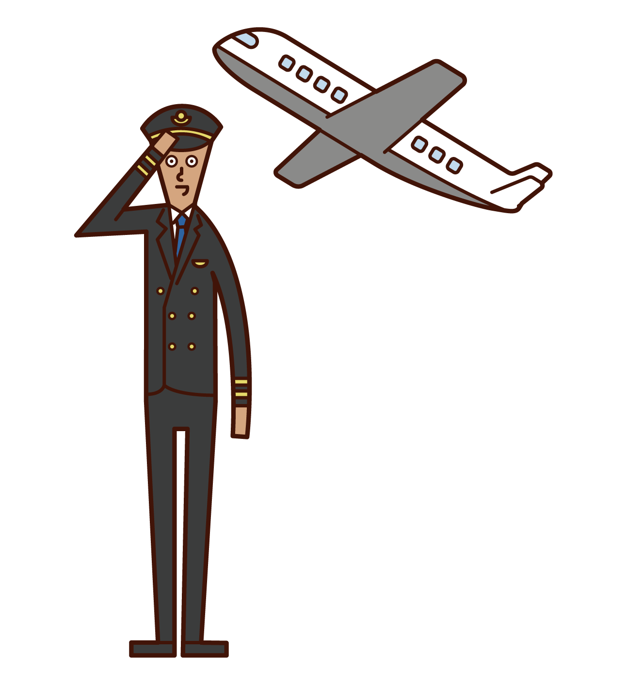 飛行機のパイロット（男性）のイラスト | フリーイラスト素材 KuKuKeKe（ククケケ）