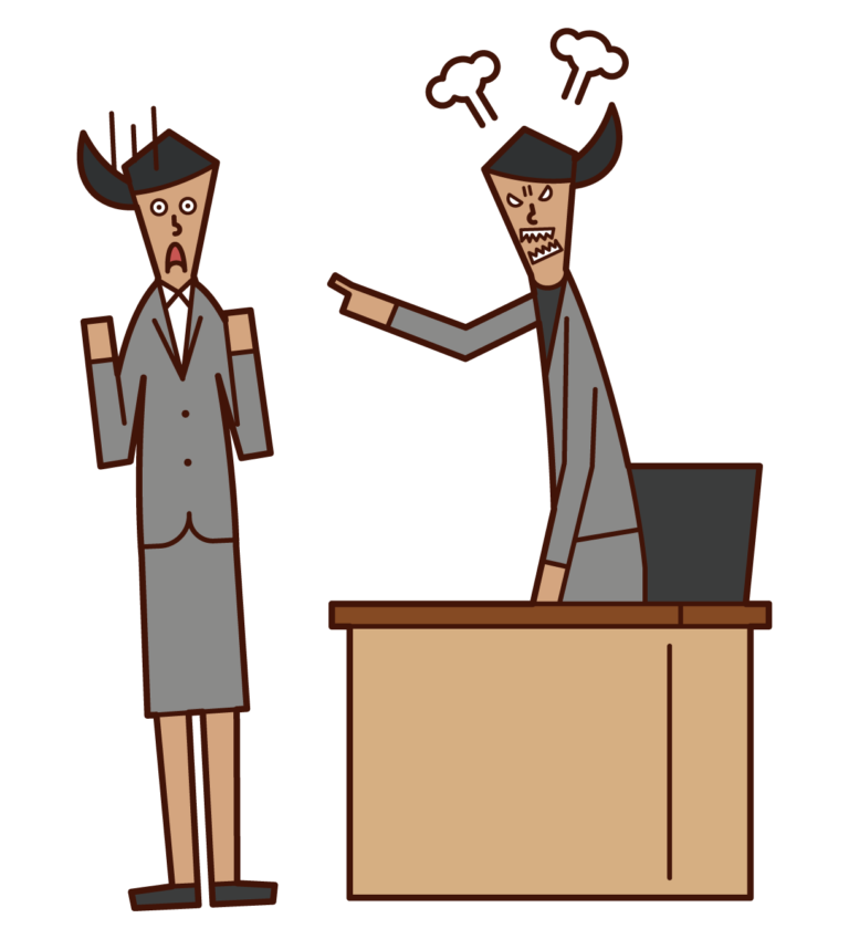 Illustration of a person (woman) who is reprimanded by the president ...