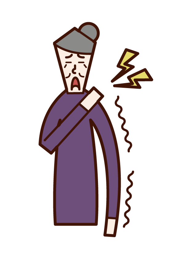 Illustration of numbness of the hand (woman) | フリーイラスト素材 KuKuKeKe（ククケケ）