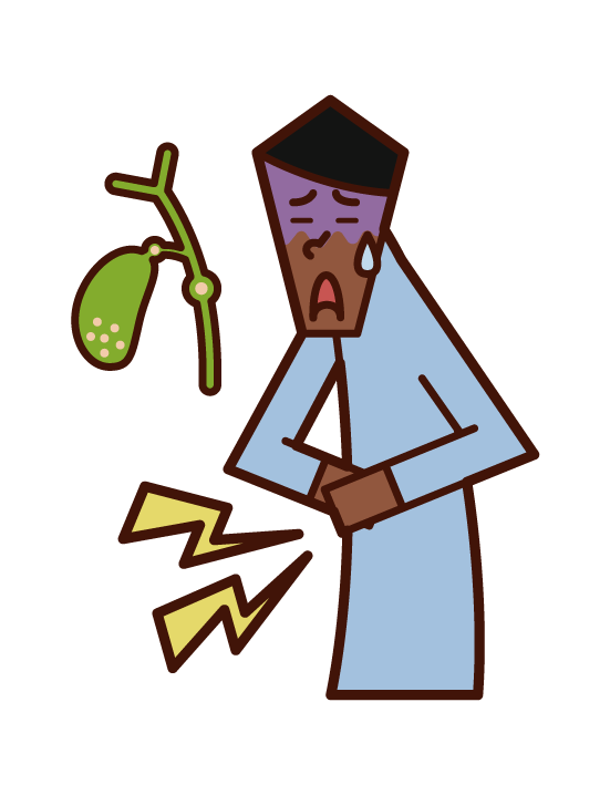 Illustration of cholelithiosis and cholecystitis (man) – KuKuKeKe