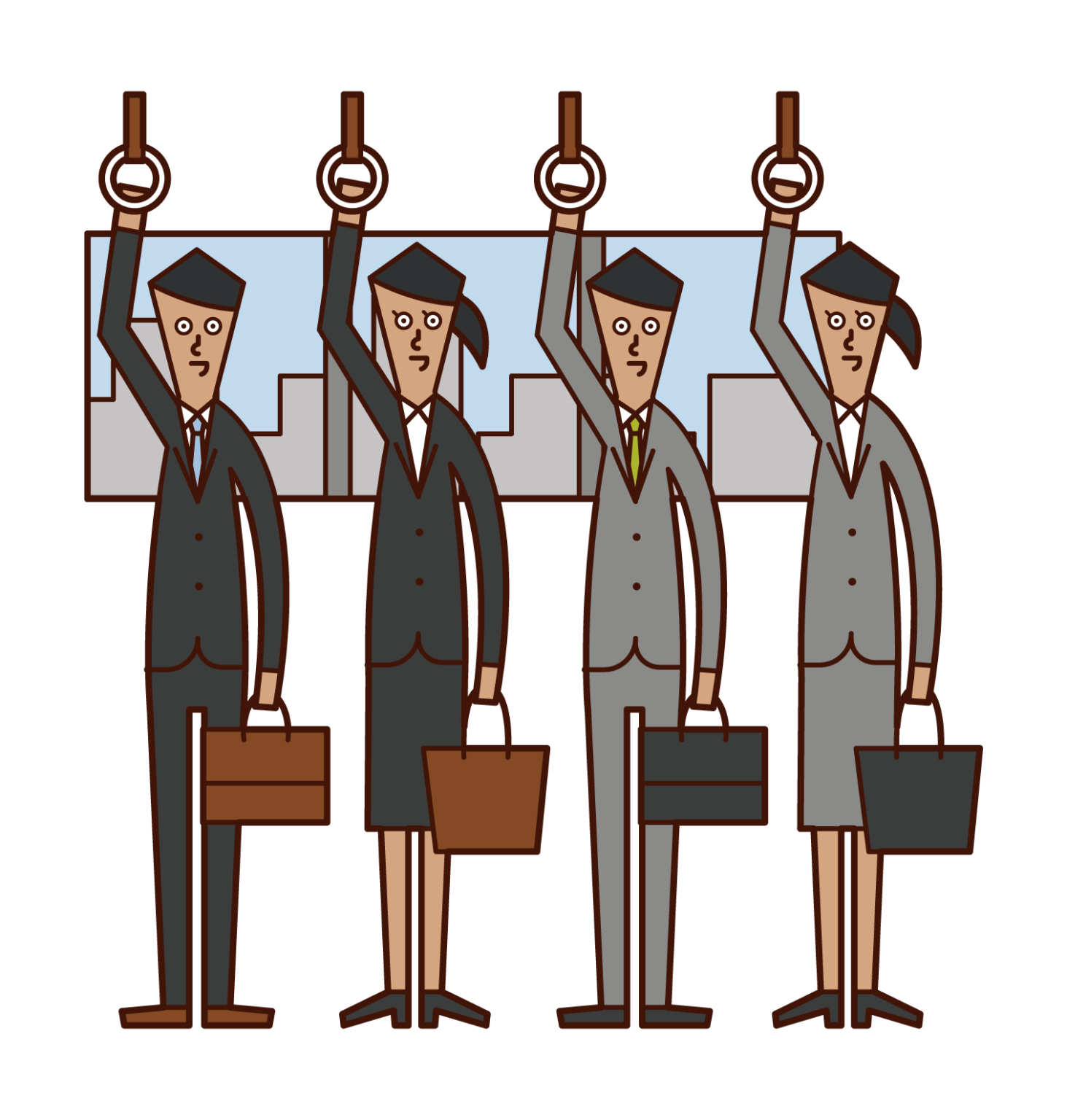 Illustration of people on commuter train – Free illustrations KuKuKeKe