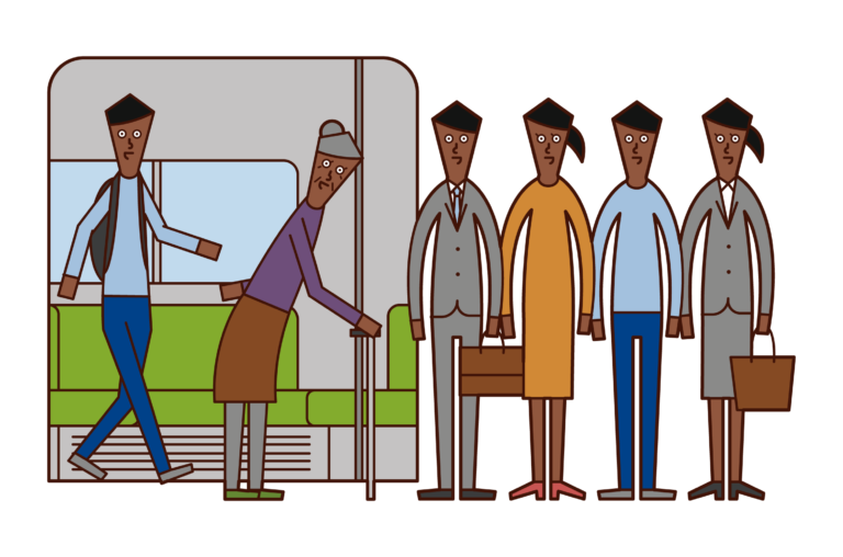 Illustration of passenger prioritizing people who get off the train ...