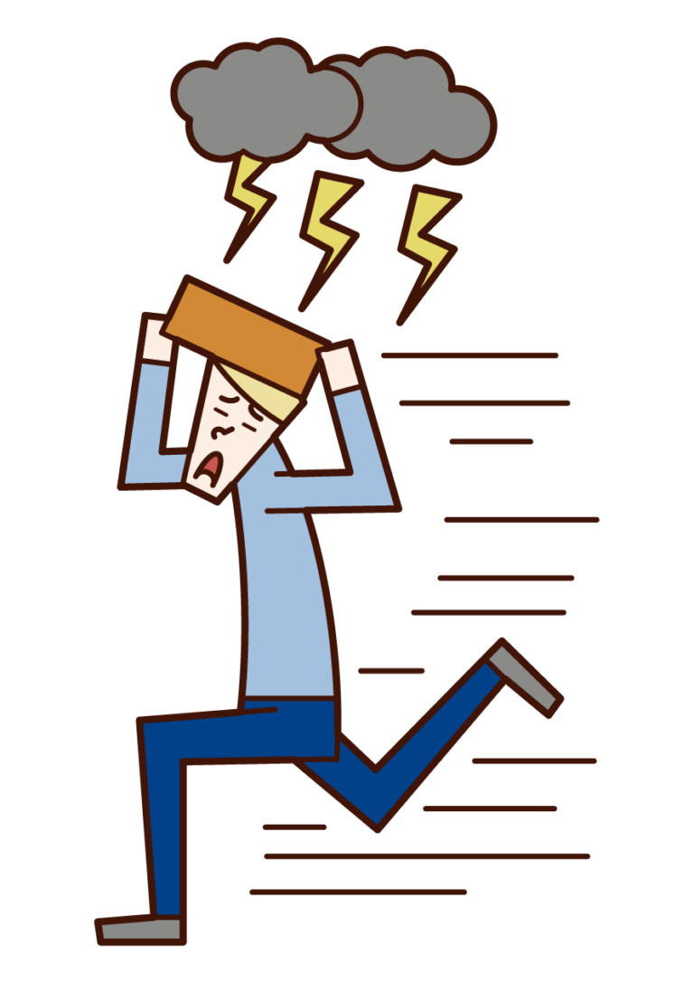 雷から逃げる人（男性）のイラスト – フリーイラスト素材集 KuKuKeKe