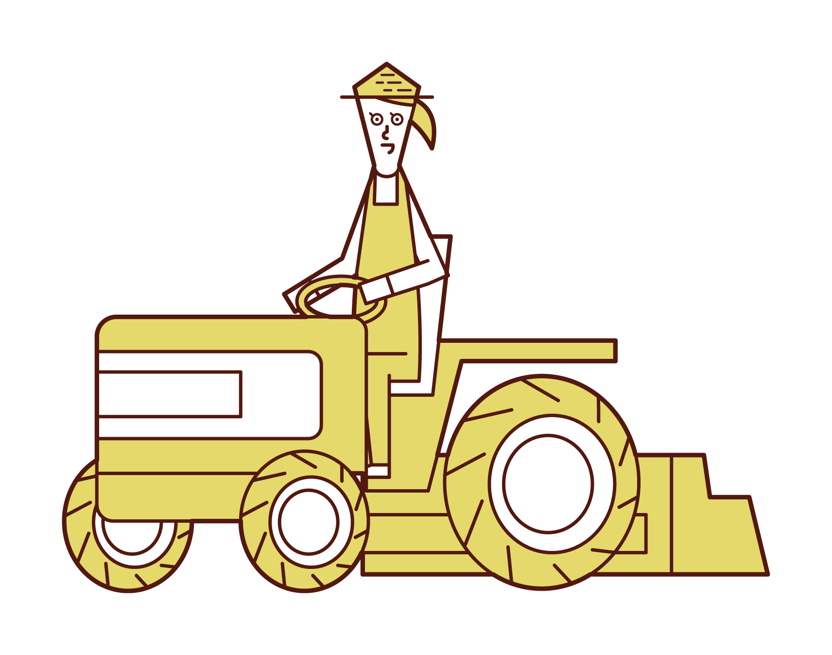 Illustration of a person (woman) driving a tractor | フリーイラスト素材 KuKuKeKe ...